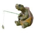 1pc Army Green Resin Turtle with Fishing Pole Garden Statue,Fishing ...