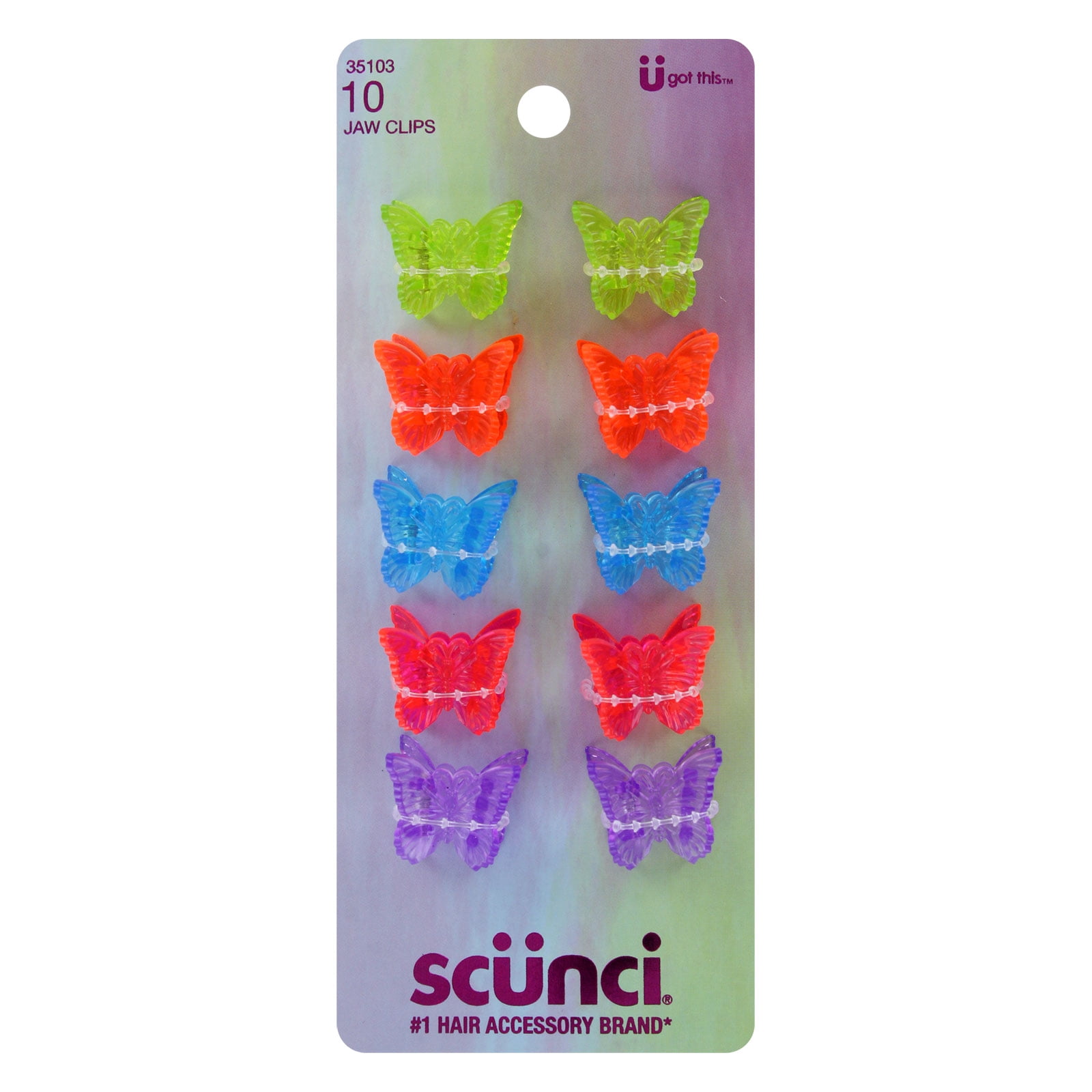Scunci 2cm Butterfly Mini Hair Jaw Clips, Assorted Neon Colors, 10 ...