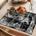 Black Architecture Placemats Set of 8 Abstract City Eiffel Tower Modern ...