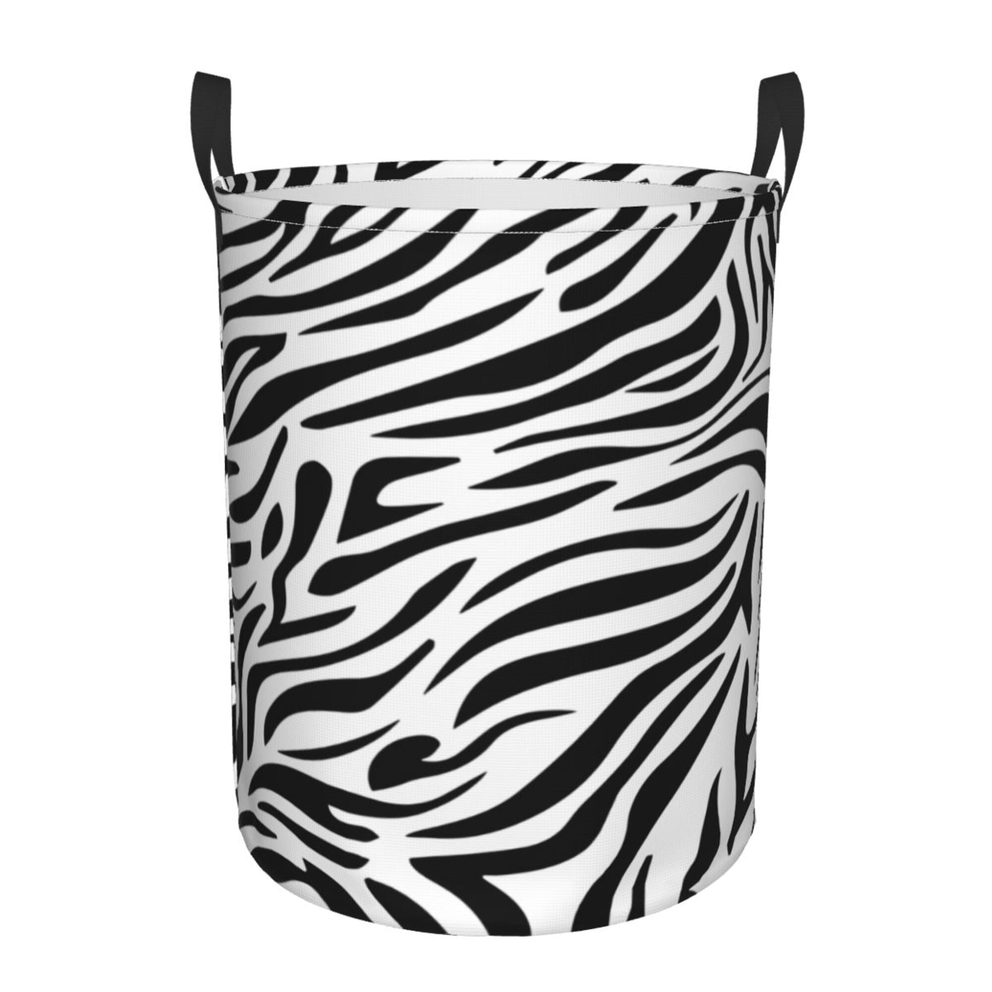 XMXY Round Laundry Basket Organizer, Zebra Black Stripes Waterproof ...