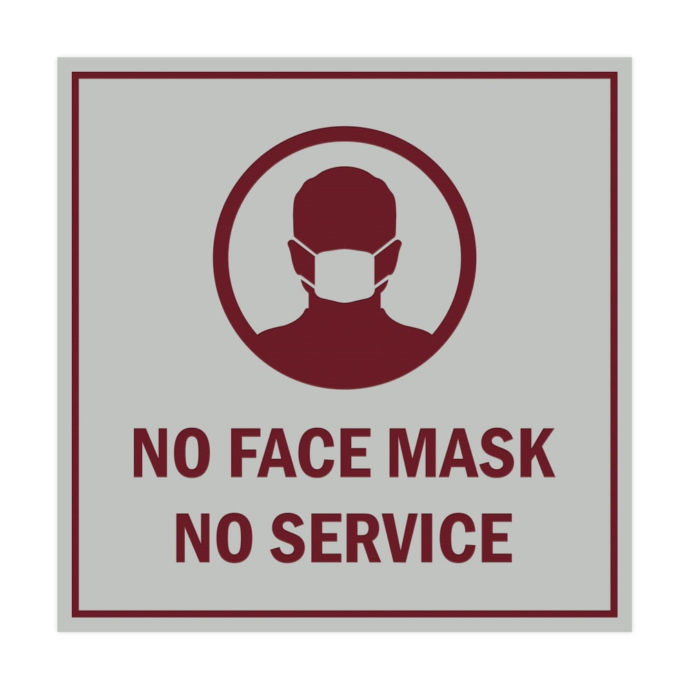 Square No Face Mask No Service Sign (Light Grey / Burgundy) - Medium 6 ...