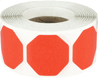 Red Removable Octogon Stickers, 1 Inch Wide, 500 Labels on a Roll ...
