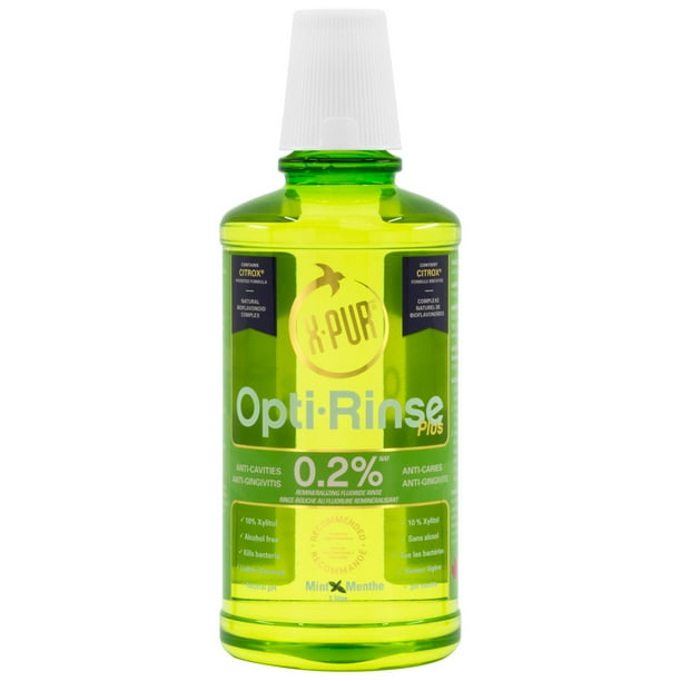 X-PUR 10% Xylitol Mouth Wash Mint Flavor -0.2% Opti-Rinse Plus with ...