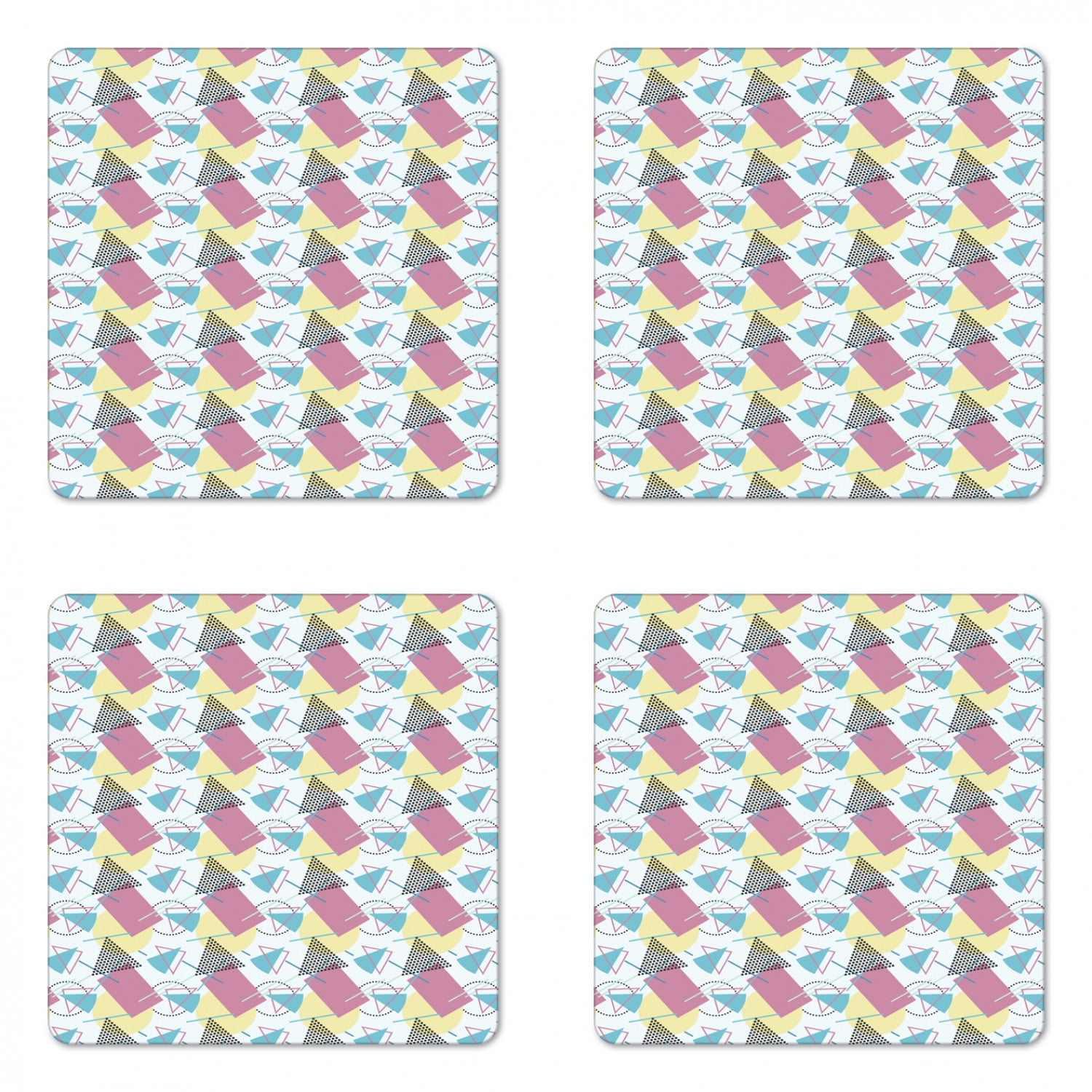 Retro Coaster Set of 4, Pastel Colored Funky Geometrical Shapes from ...