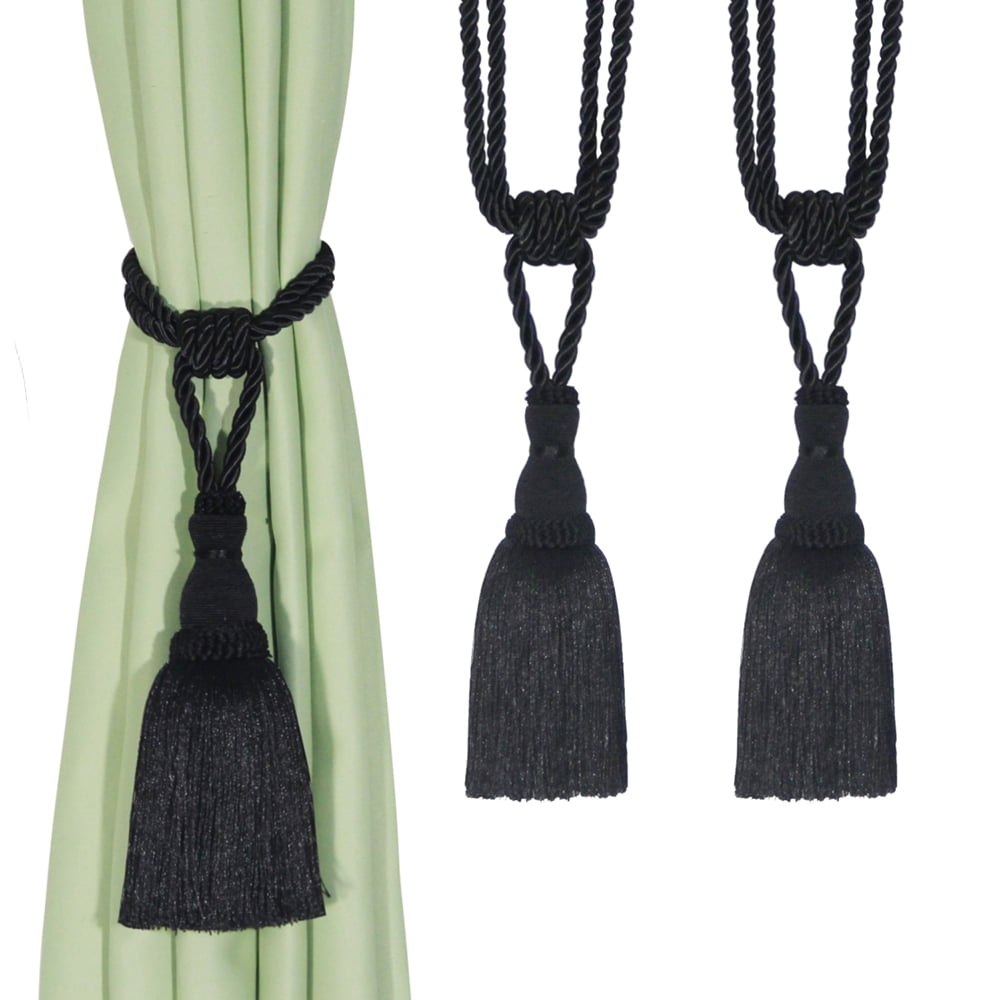 2 Pack Curtain Tiebacks Tassel Drapery Tie-Backs Rope Handmade ...