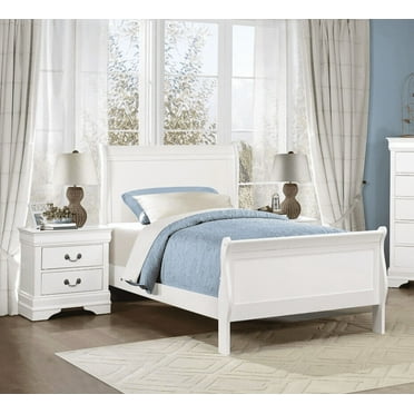 Maklaine 4-piece Wood Twin Panel Bedroom Set in Metallic and Silver ...