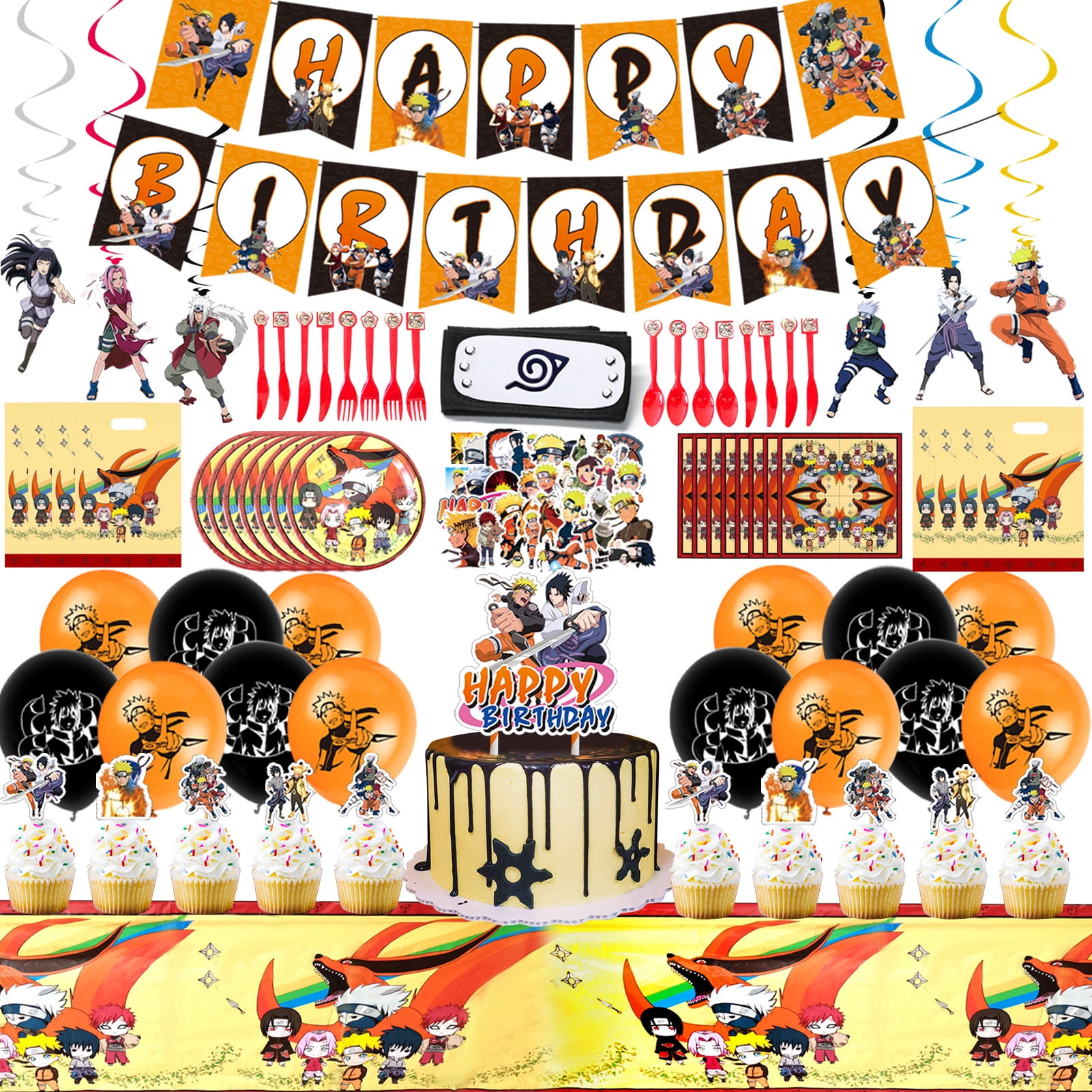 178Pcs Naruto Party Decoration Set for 10 Guests, With Dinner Plate ...