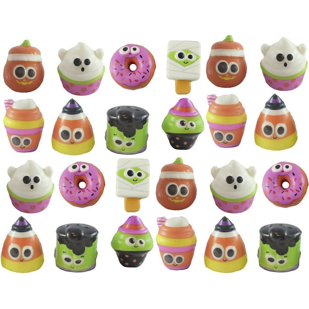 Set of 24 Mini Halloween Themed Slow Rise Squishy Toys - Cute Small ...