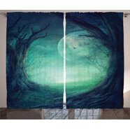 Scenery Decor Curtains 2 Panels Set, Halloween Design with Gothic ...