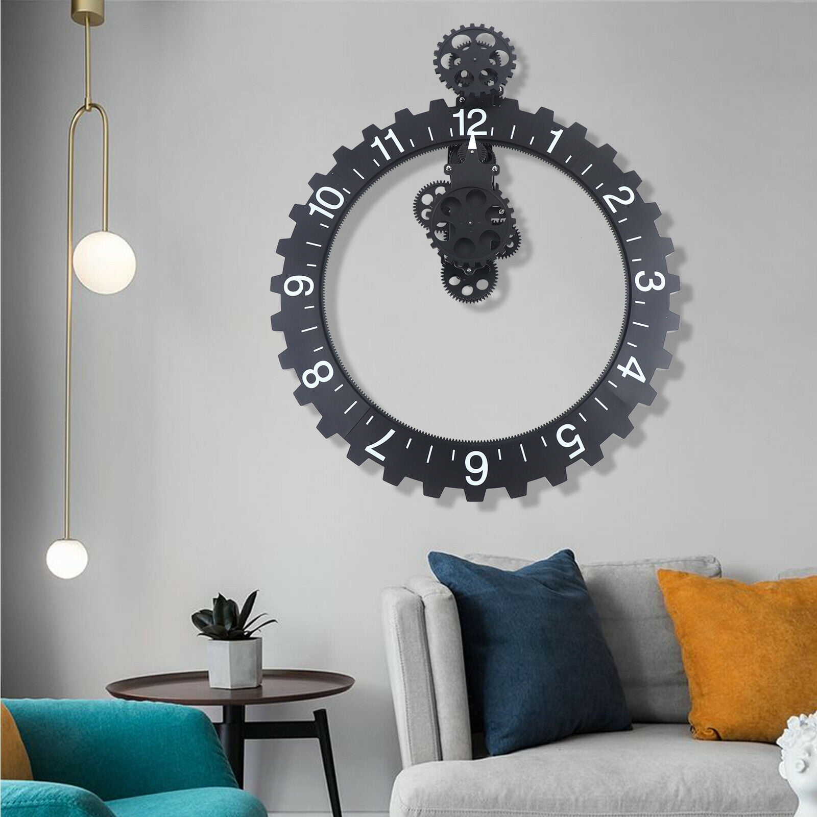 Miumaeov Modern Mechanical Wall Clock Black Mechanical Gear Clock Modern Wall Clock Calendar Art ...