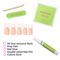 PaintLab Long Square Press On False Nails, French Chrome, White French ...