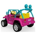 Fisher-Price Power Wheels Barbie Jeep Wrangler with Music and Power ...