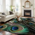 6'x9'Large Area Rugs Peacock Feather Washable Area Rugs Non-Slip Indoor ...