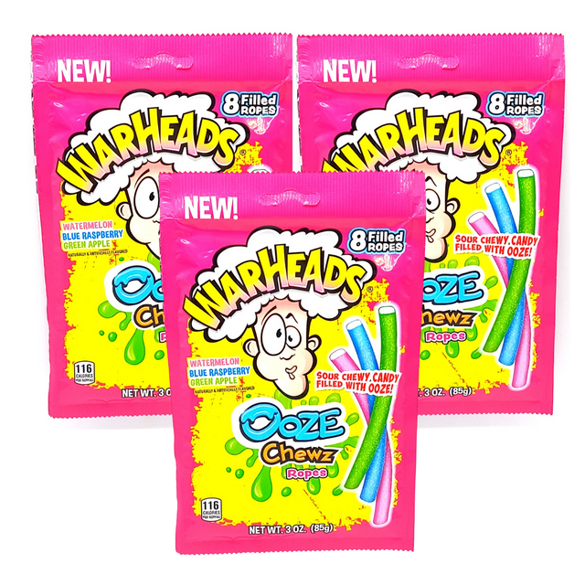 Warheads Ooze Chewz Ropes Sour Candy Chewy Soft Bite with Delectable ...