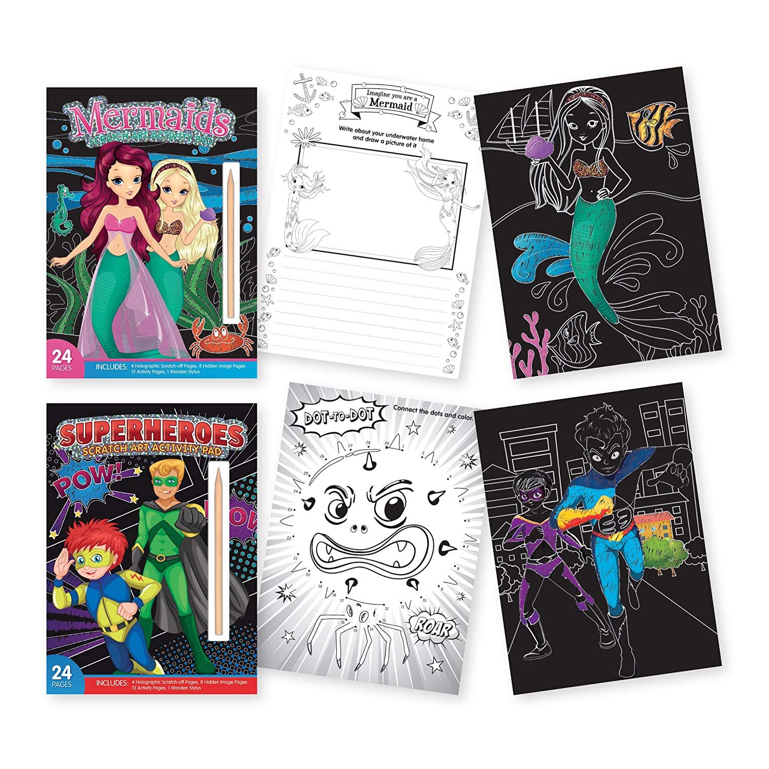 Bundle Of Two Scratch Art Activity Pads Holographic Scratch Off Pages bundle-of-two-scratch-art-activity-pads-holographic-scratch-off-pages