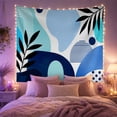 Blue Abstract Shapes With Black Leaves, Calming Abstract Style for Art ...