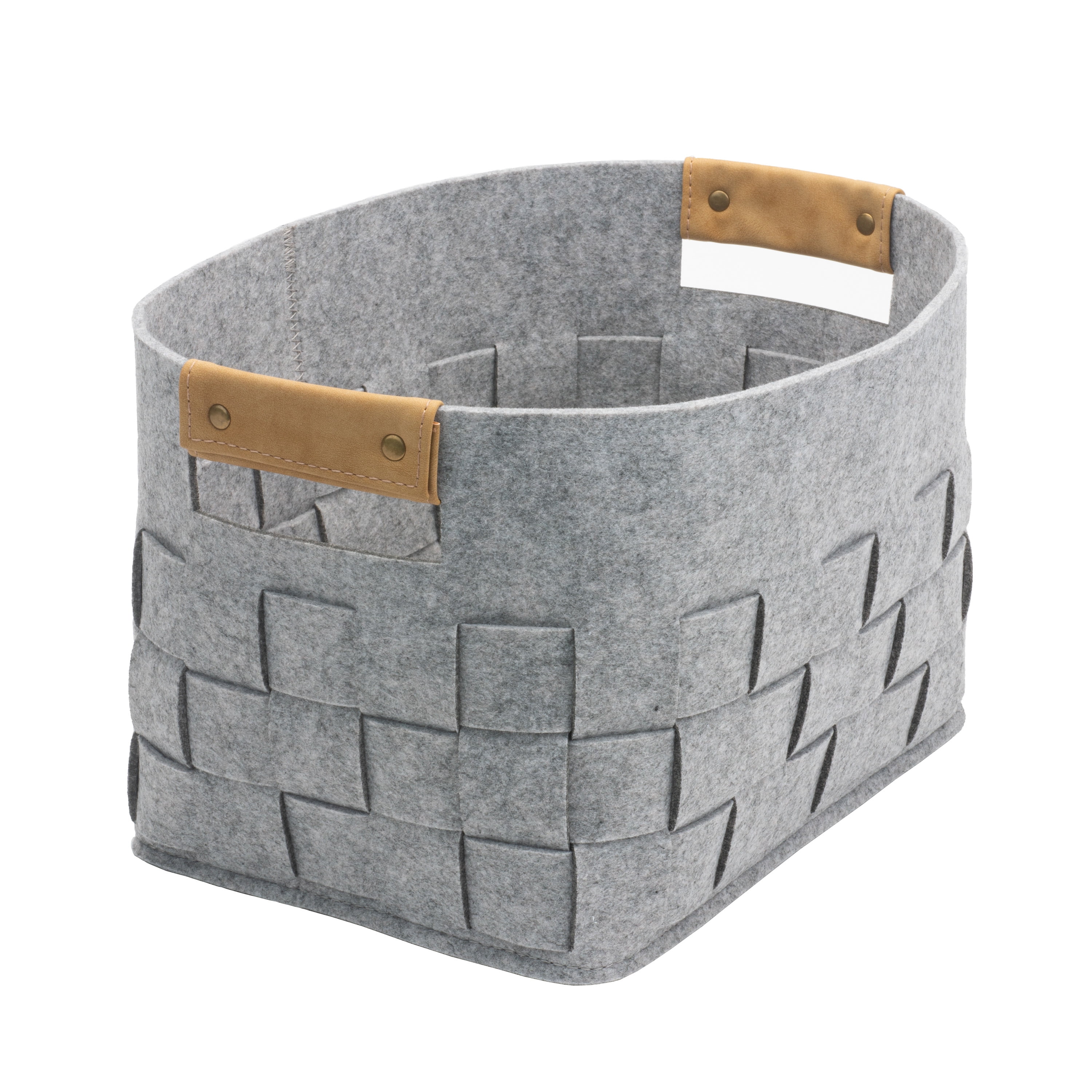 Basketville Small Woven Felt Basket, Light Gray, 2 Pack - Walmart.com