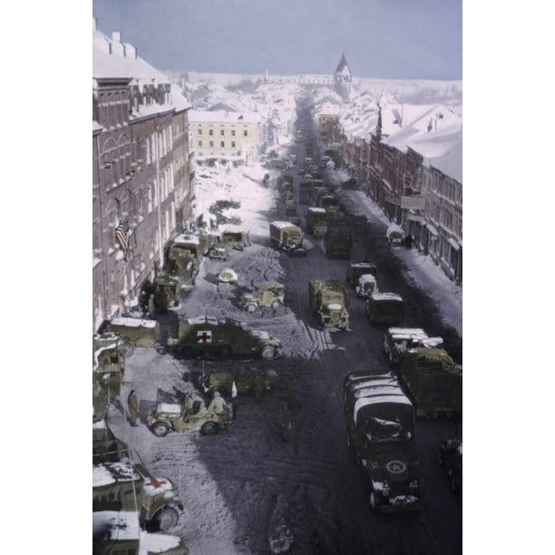 Allied Convoy Moves Through Bastogne To Supply Front Line Troops On ...