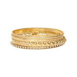 Jessica Simpson Women's Rhinestone Bangle Bracelet Set, 5-Piece ...