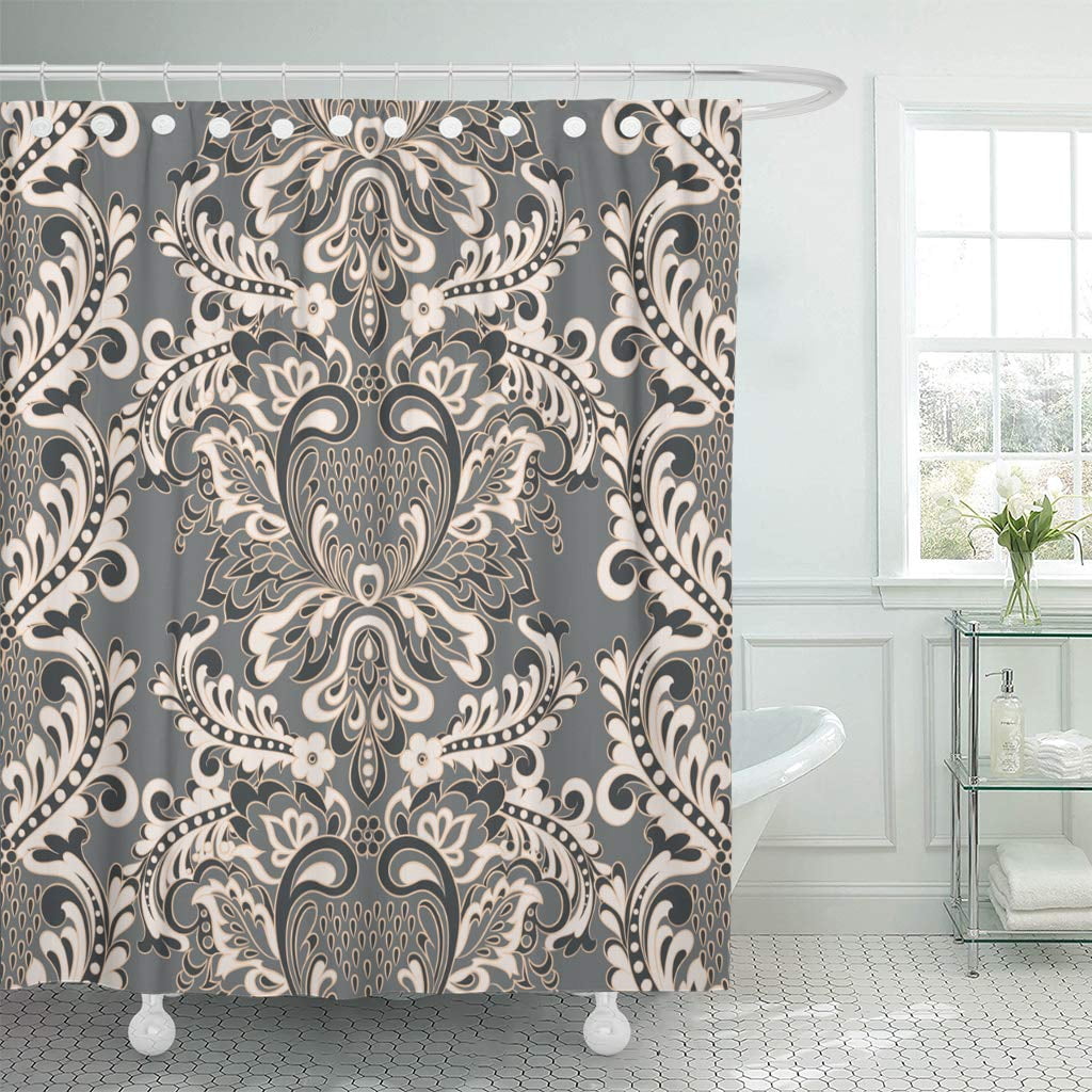 KSADK Damask Baroque Floral Antique Curtains Curves Damask Drapery ...