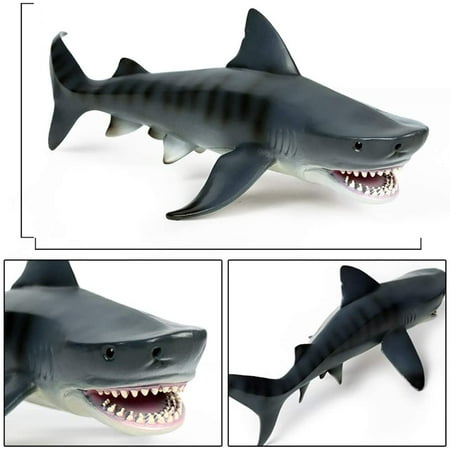 11 Inch Large Tiger Shark Toy, Plastic Ocean Animal Figurine Realistic ...