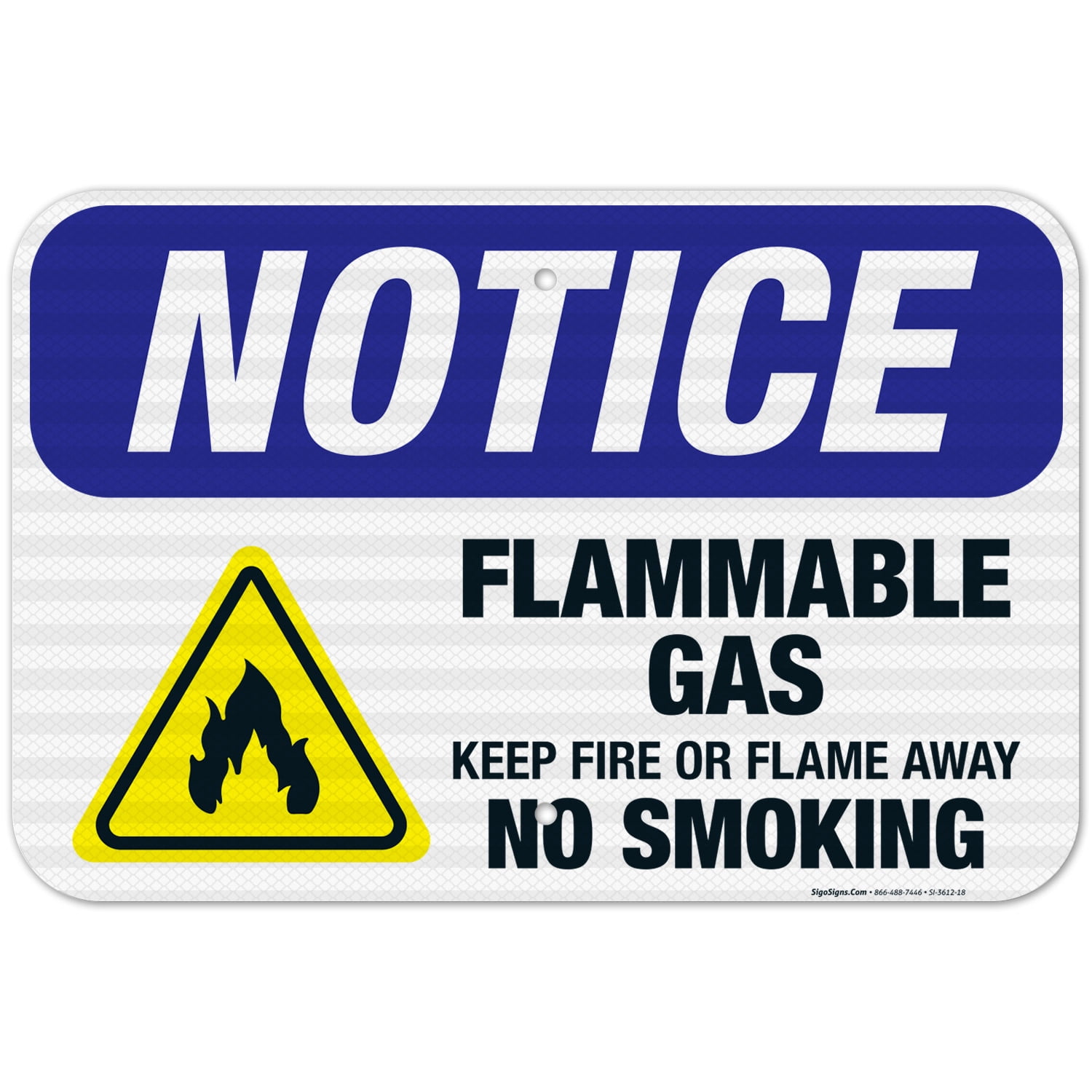 Flammable Gas - Keep Fire Or Flame Away, No Smoking Sign, OSHA Notice ...