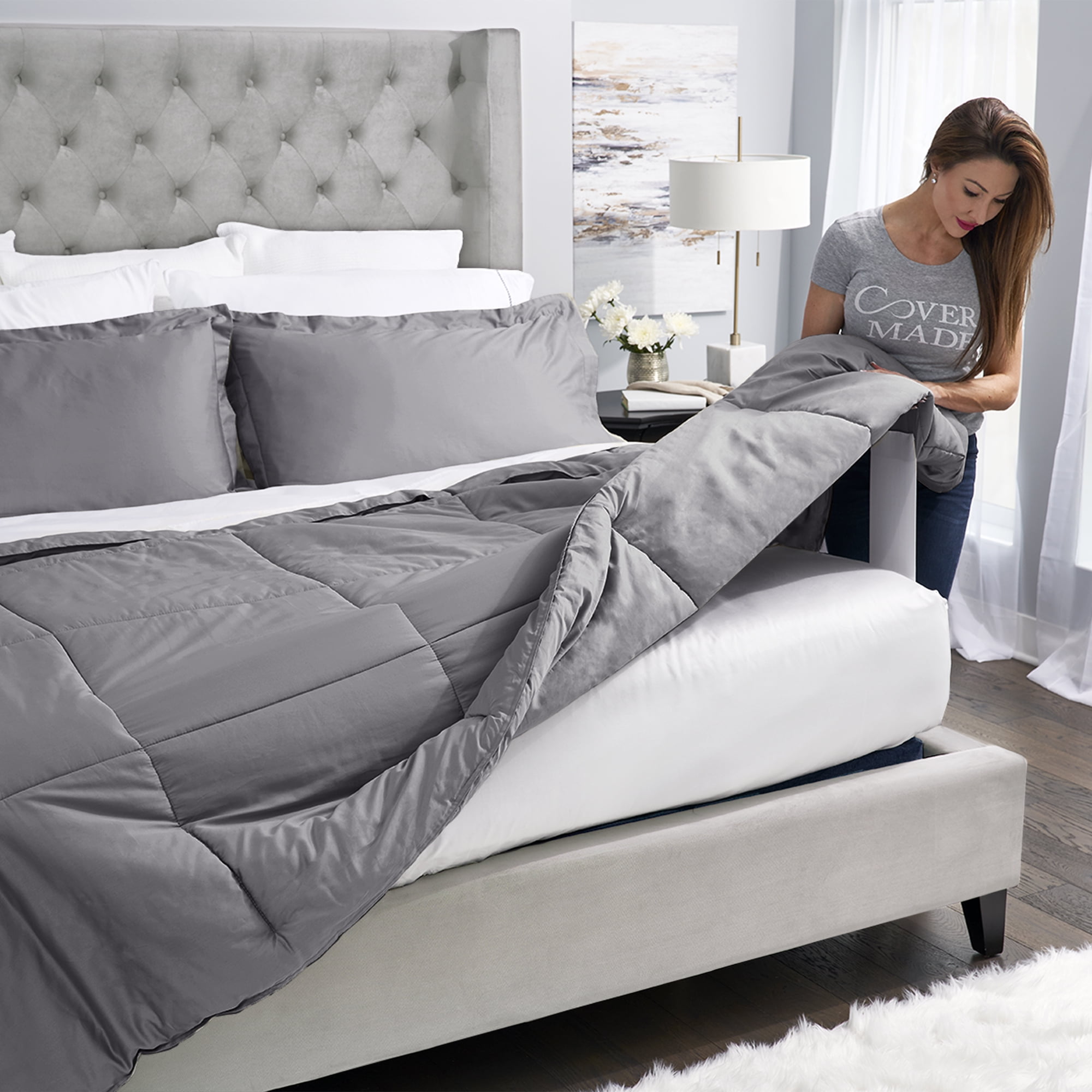 Covermade Easy Bed Making Down Alternative Comforter - Pewter King ...