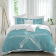 4 Piece Duvet Cover Set Queen, Summer Teal White Ocean Starfish Soft ...