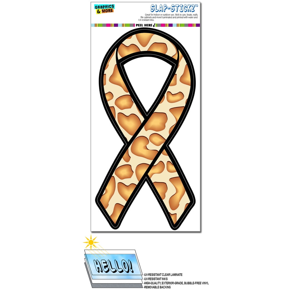 Giraffes Print Support Awareness Ribbon SLAP-STICKZ(TM) Premium Sticker ...