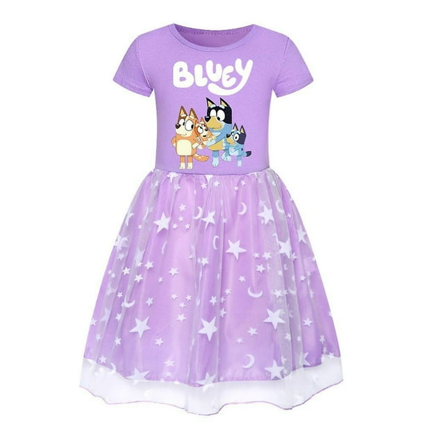 3-10Years Kids Girls Bingo Bluey Print Princess Dress Skirt Birthday ...