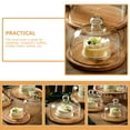 Glass Dessert Cover with Wooden - Dome Cake Plate, Decorative Serving ...