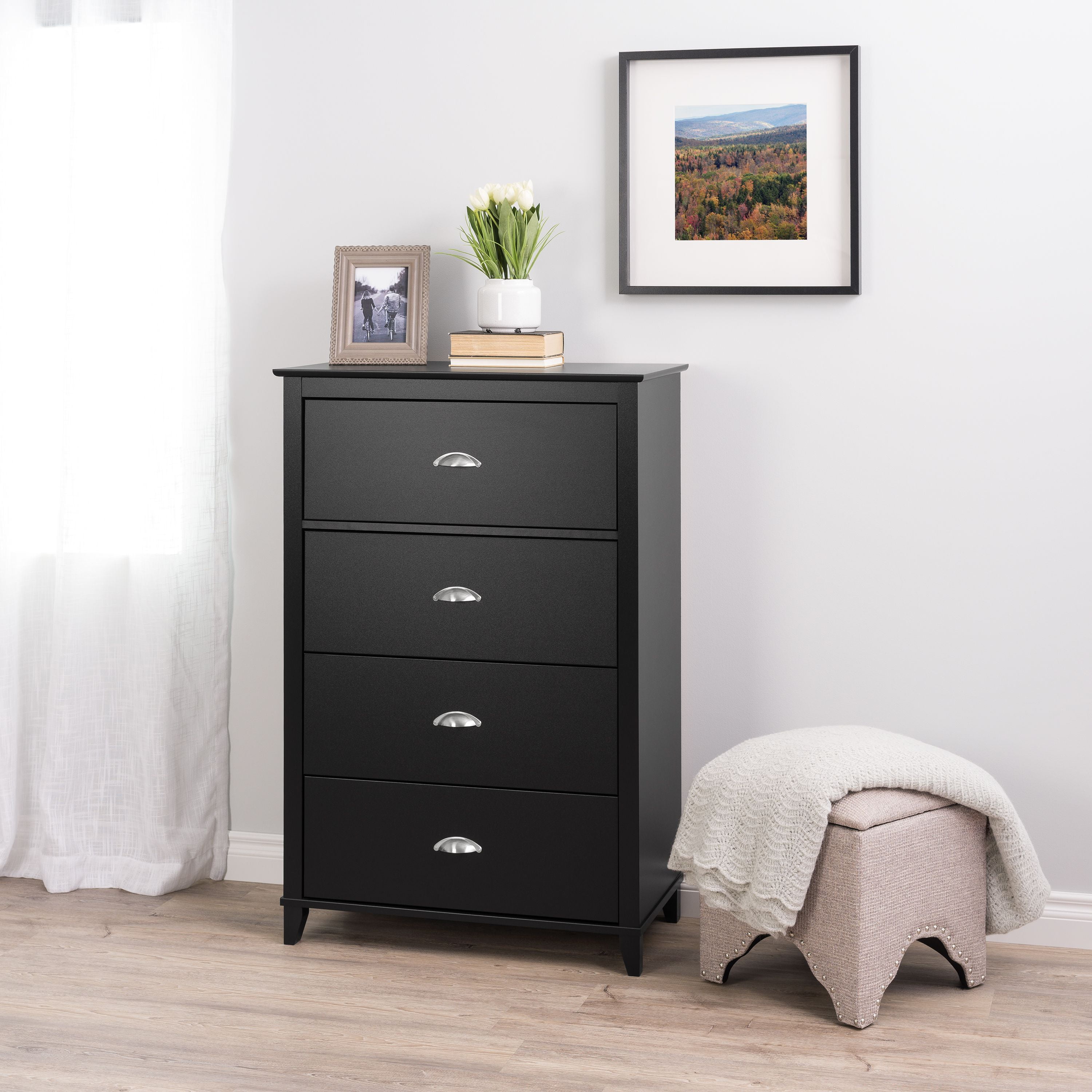 Prepac Yaletown Modern 4-Drawer Vertical Chest, Black - Walmart.com