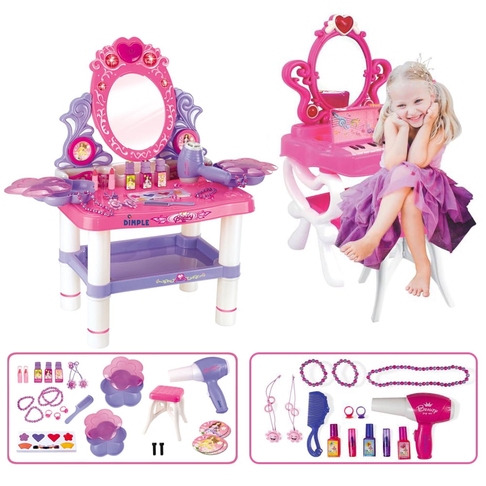 Dimple SET OF 2 Princess Pretend Play Vanity Tables w Working Piano ...