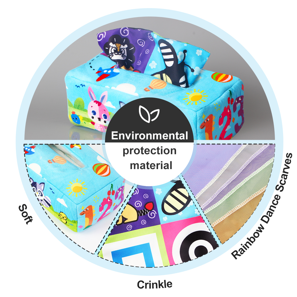 vocheer Baby Tissue Box Toy, Magic Crinkle Paper High Contrast Tissue ...