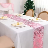 Pink Table Runner, 11 x 108 Inch Sequin Glitter Sparkle Foil Metallic ...