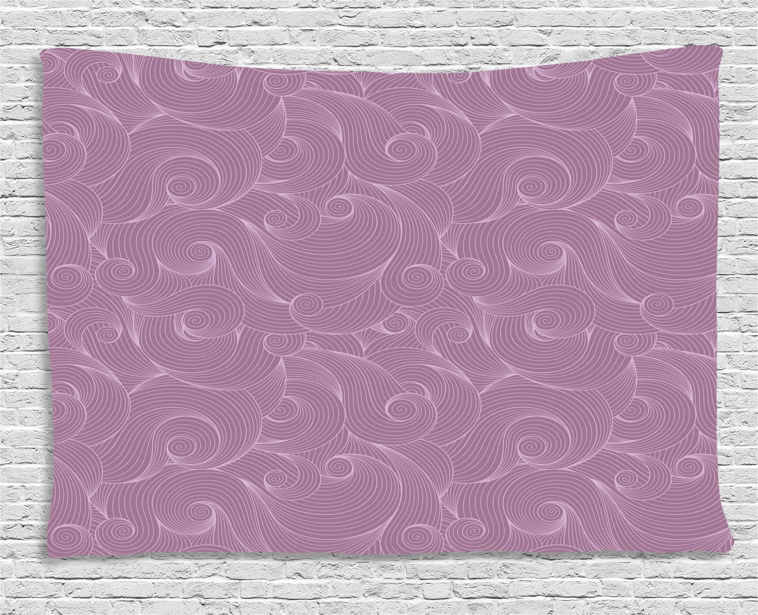 Doodle Tapestry, Hand Drawing Style Curly Lines Forming Spiral Shapes ...