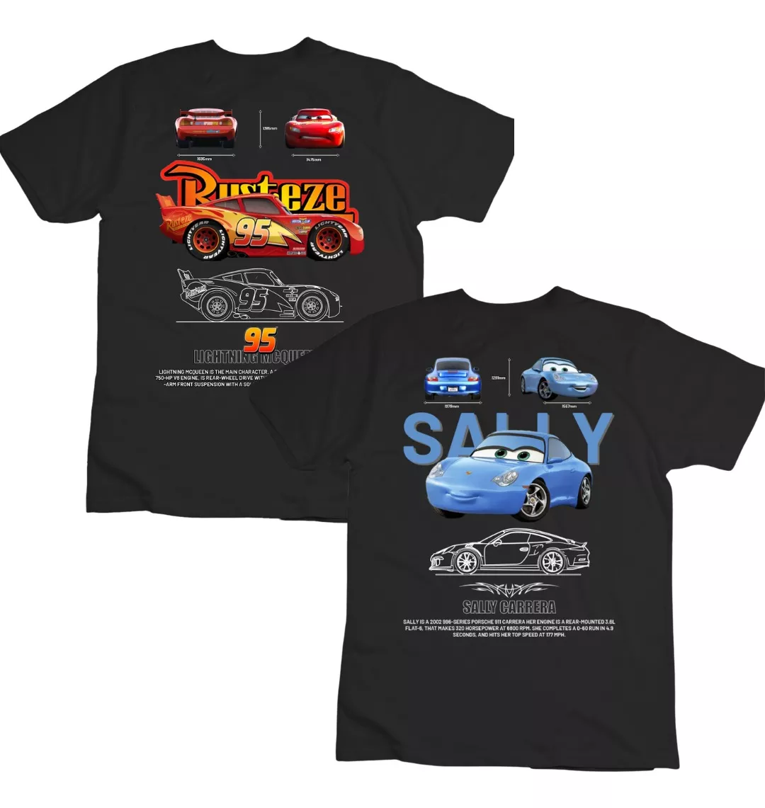Duo Playera Cars Rayo Mcqueen Y Sally Carrera Gazen | Walmart en línea