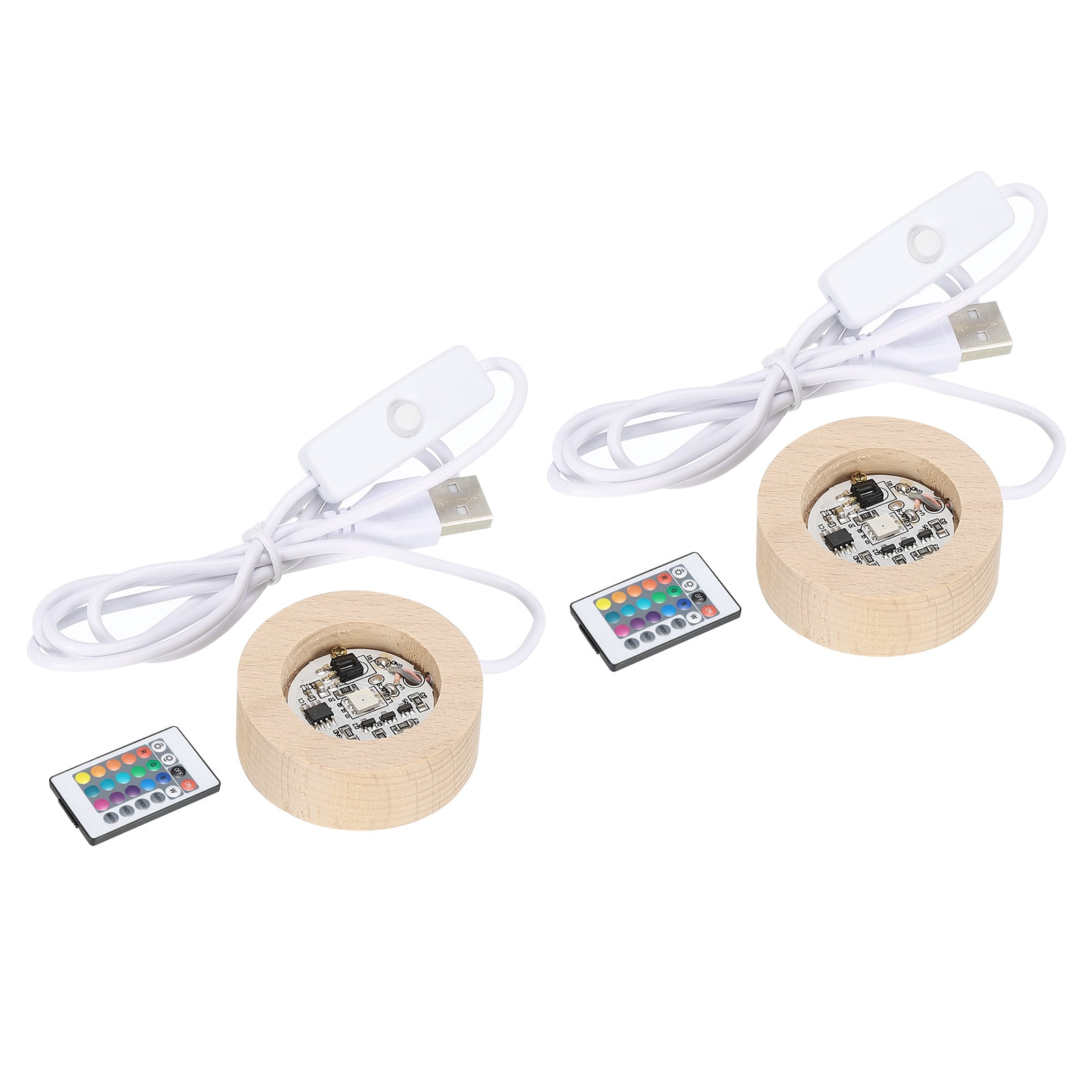 LED Wood Ball Stand Displays 5x2cm Colorful Light Round Remote Control ...