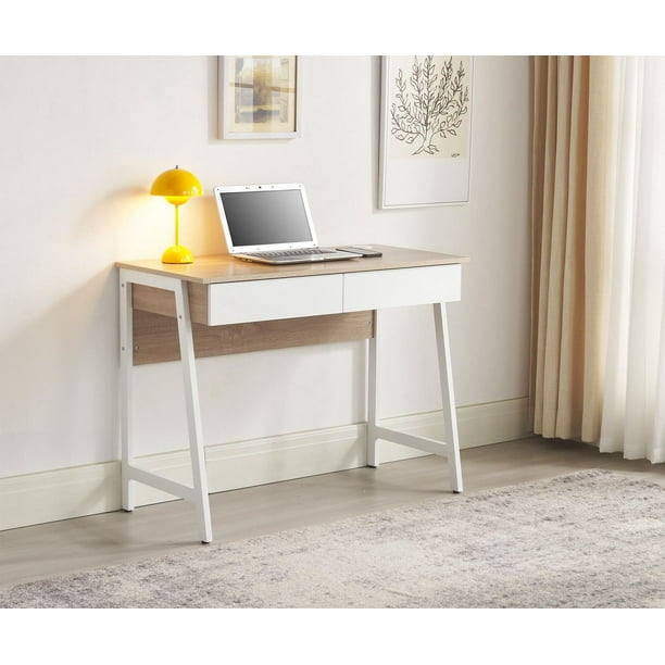 Mainstays 39.4’’ Computer Desk 2 Drawers Computer Desk with USB Charger ...