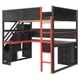 LHYY Full Size Wooden Gaming Loft Bed with Storage Stairs,Desk,Shelves ...