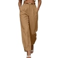 SuTry Womens Front Pleated High Waist Tapered Dress Pants Matching Belt ...