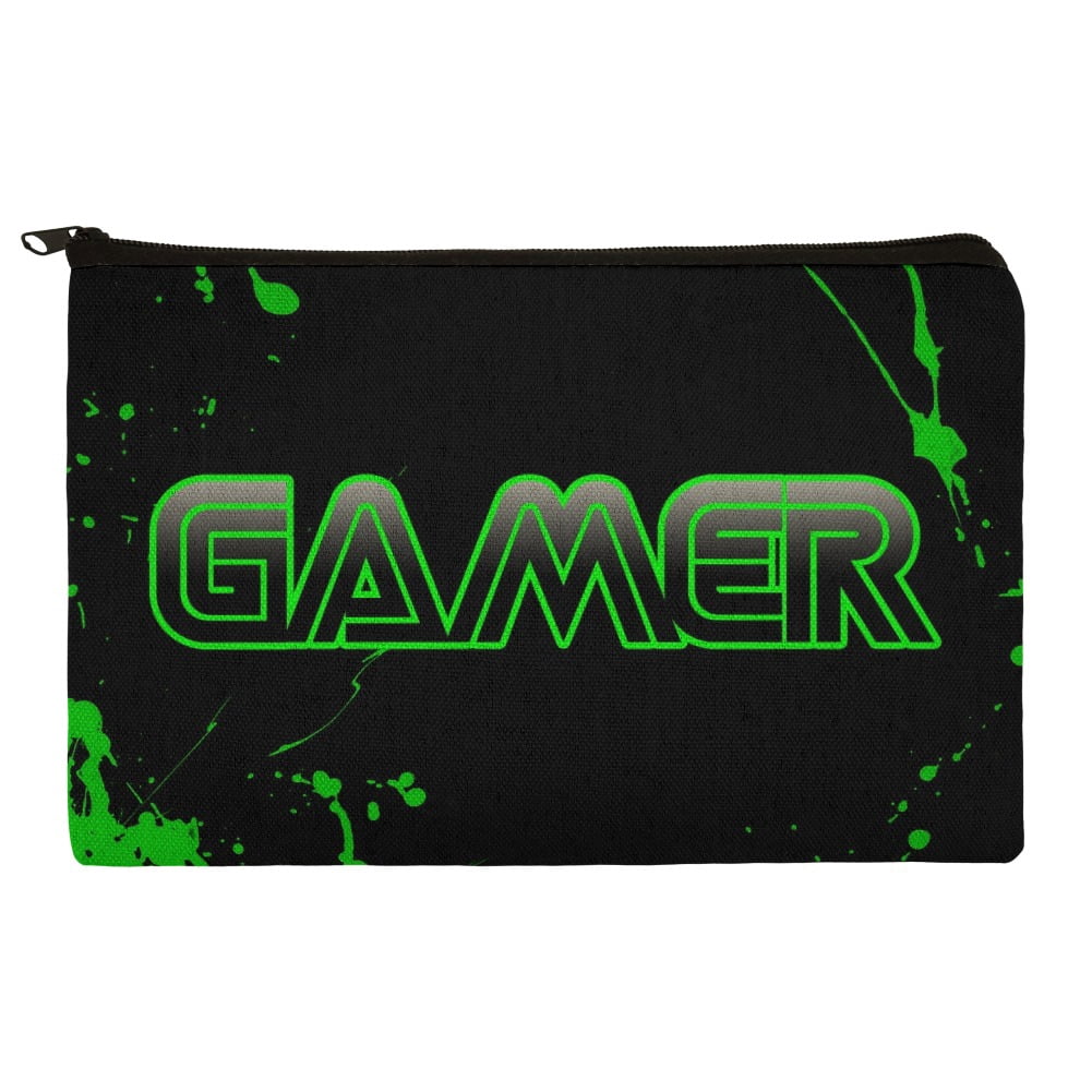 Gamer Paint Splatter Gaming Geek Pencil Pen Organizer Zipper Pouch Case ...