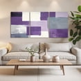 Abstract Purple Canvas Wall Art 3 Panels, White Gray Gradient Graffiti ...