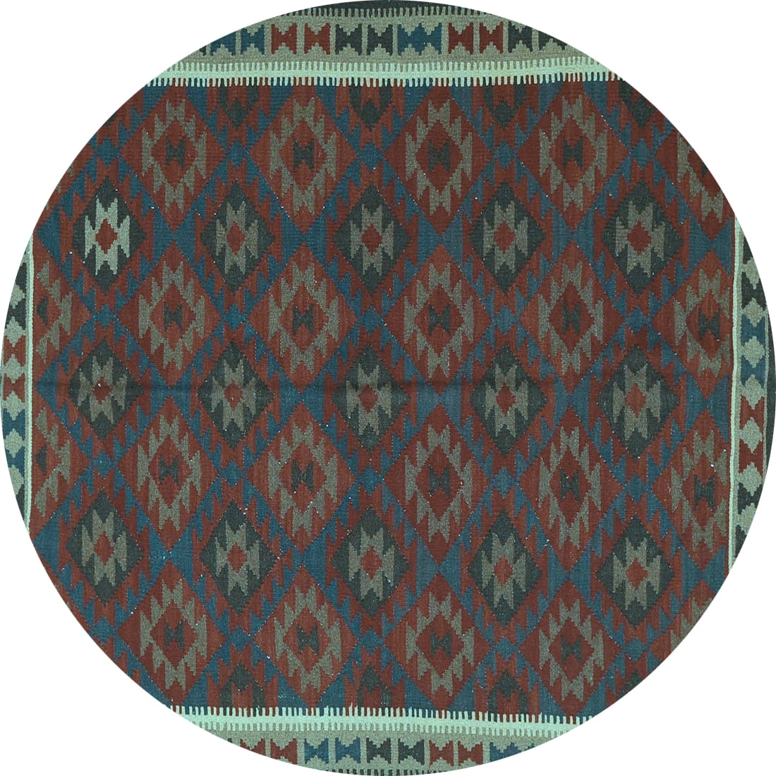 Ahgly Company Indoor Round Southwestern Light Blue Country Area Rugs, 8 ...