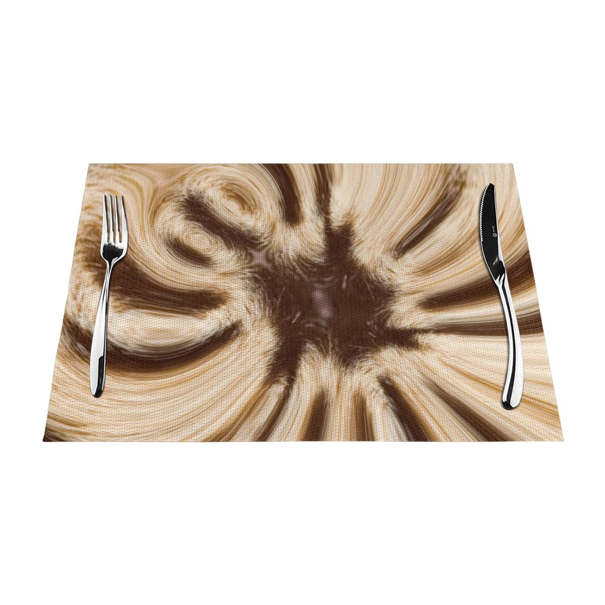 YFYANG Washable Heat-Resistant Placemats, 70% PVC/30% Polyester, Brown ...