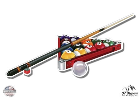 Pool Billiards - 3" Vinyl Sticker - For Car Laptop I-Pad Phone Helmet ...