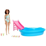 Barbie Swimming Set: Blonde Doll with Water Play Pool, Slide and ...