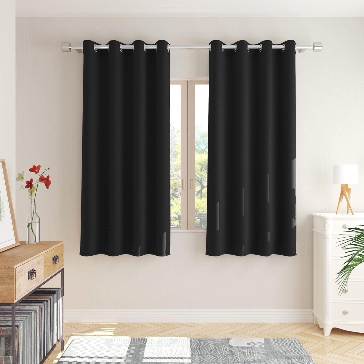 Click here for Siabc-Black Blackout Curtains 45 Inches Living Roo... prices
