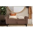 Storage Bench with Upholstered Rolled Arm Ottoman Bench Couch w/ Solid ...