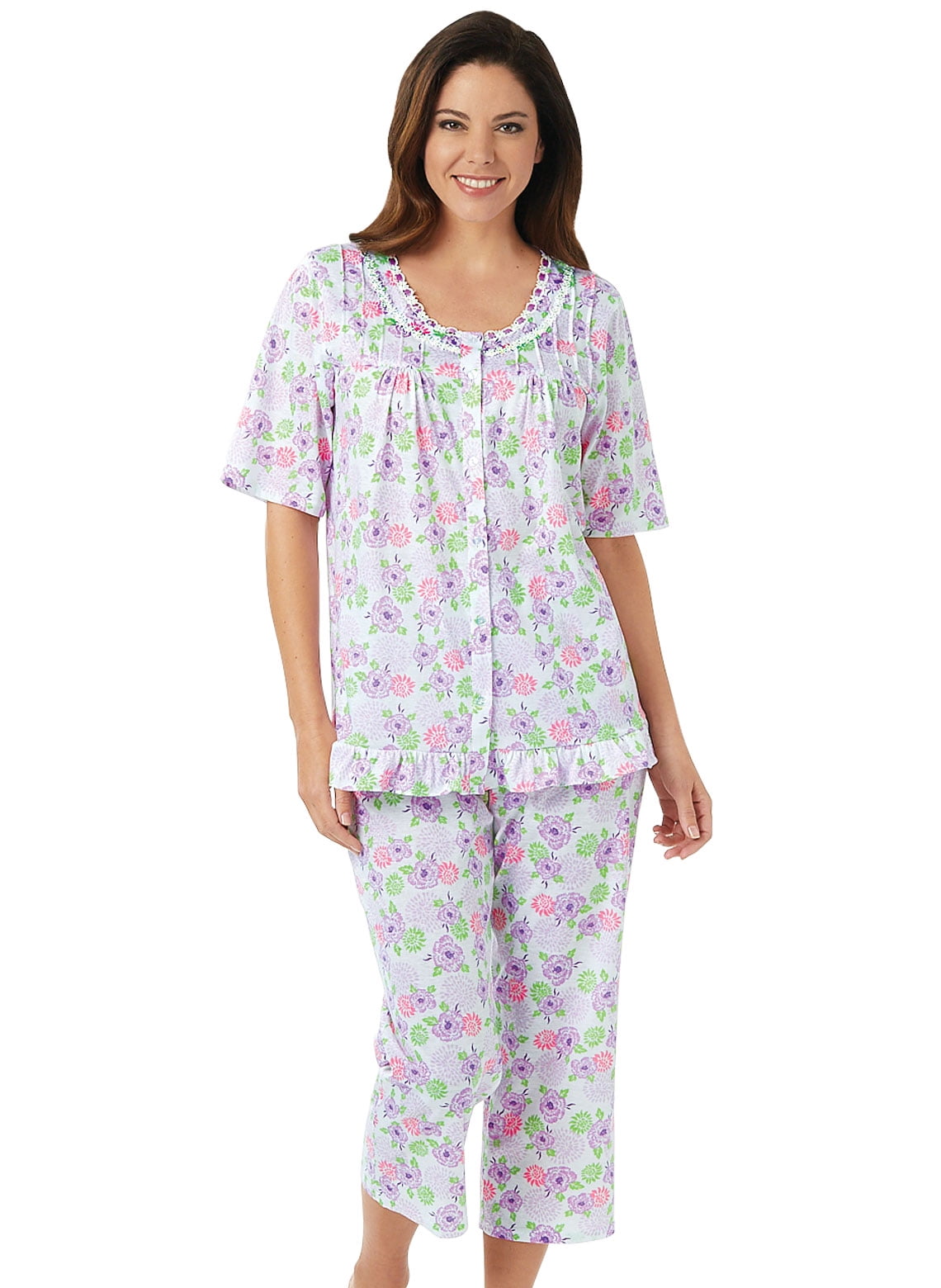 Ruffled Capri PJ Set by Cozee Corner - Walmart.com